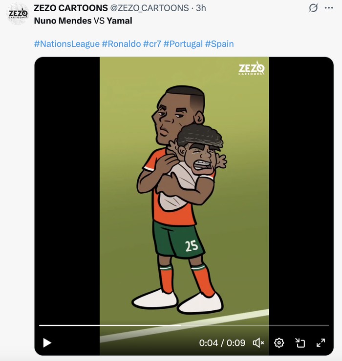 Lamine Yamal Diredam Nuno Mendes, Diolok-olok via Meme Kemudian