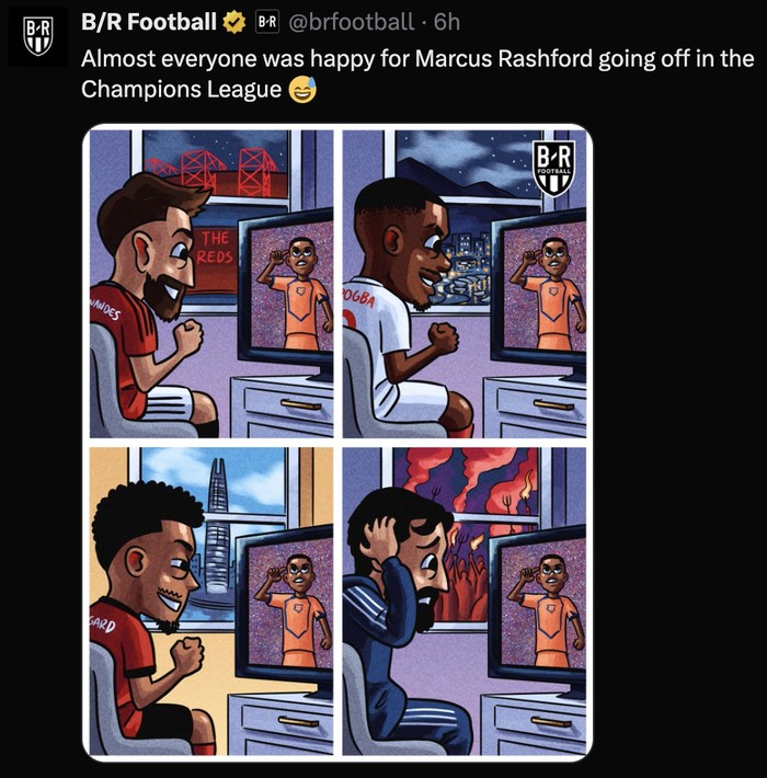 Meme MU Gigit Jari Lihat Rashford Gacor di Barcelona