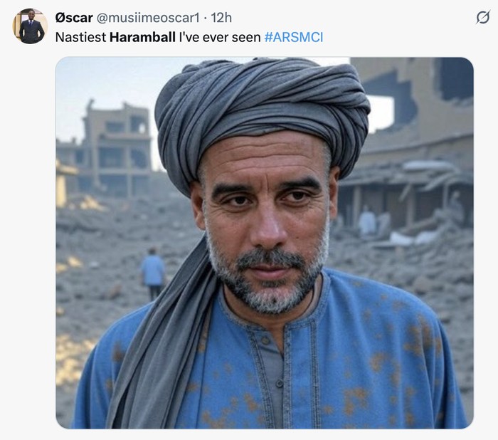 Meme Pep Guardiola Pakai Taktik 'Haramball' Lawan Arsenal