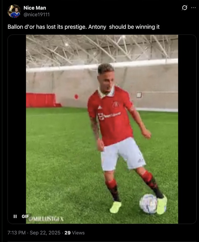 Meme Kocak Ballon d'Or 2025: Antony Dirampok, Harusnya Menang!