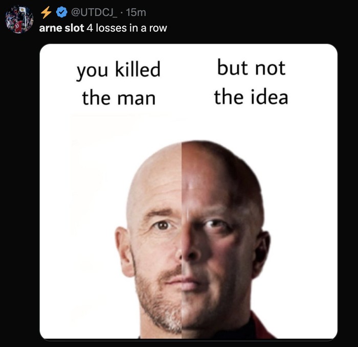 Meme Arne Slot Dicemooh gegara Liverpool Kalah Melulu