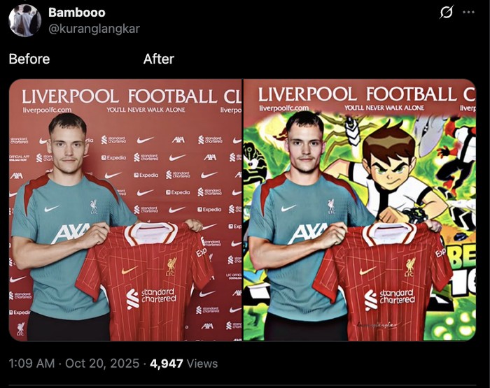 Meme Wirtz Jadi 'Ben 10' usai Liverpool Keok di Tangan MU