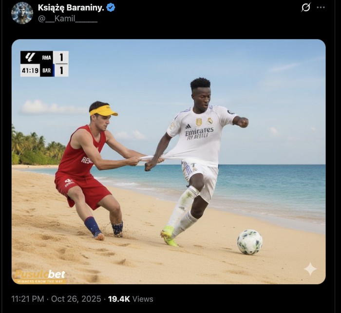 Meme-meme Kocak El Clasico: Aksi Pedri yang Minati Jersey Vini