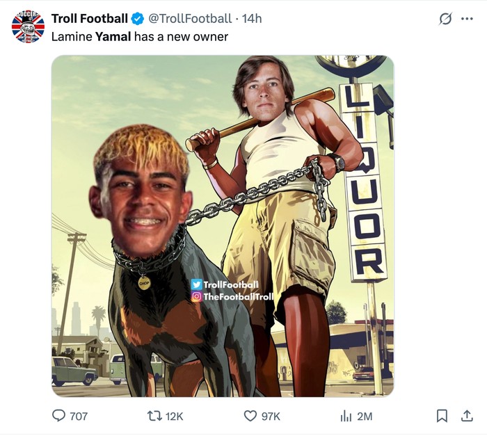 Meme Lamine Yamal yang Memble di El Clasico