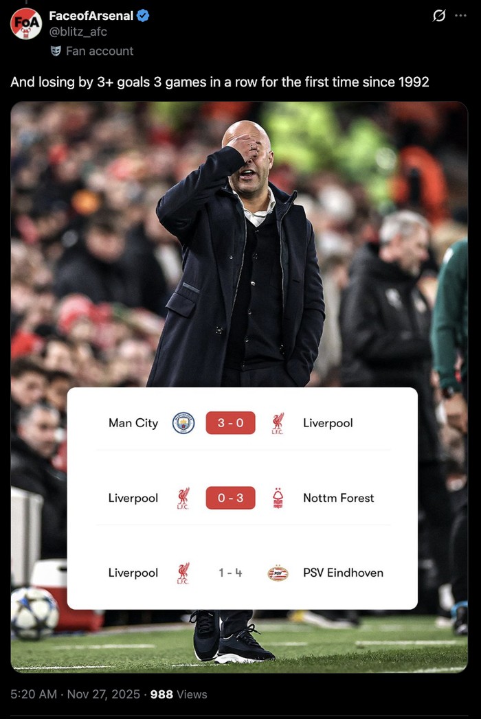 Meme Kocak Liverpool Kalah Lagi, Jadi Liverpool Fried Chicken