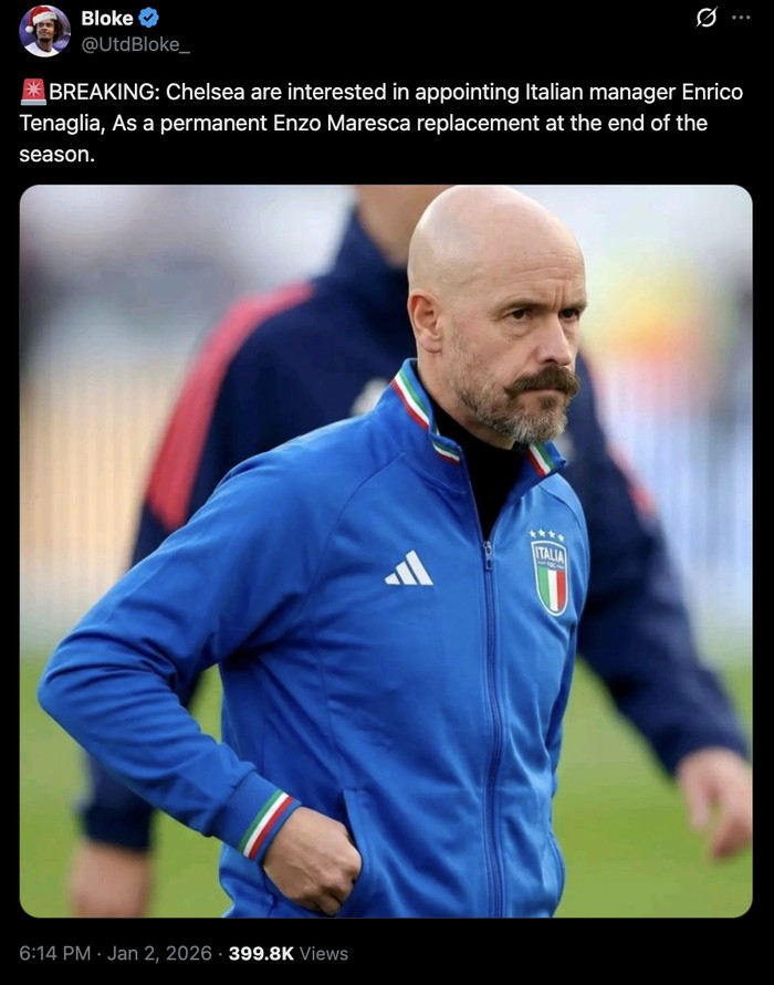 Meme Kocak Ten Hag Merapat ke Chelsea usai Maresca Kena Pecat