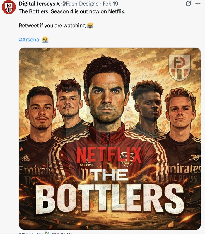 Meme Arsenal dan Serial Netflix yang Tak Pernah Tamat