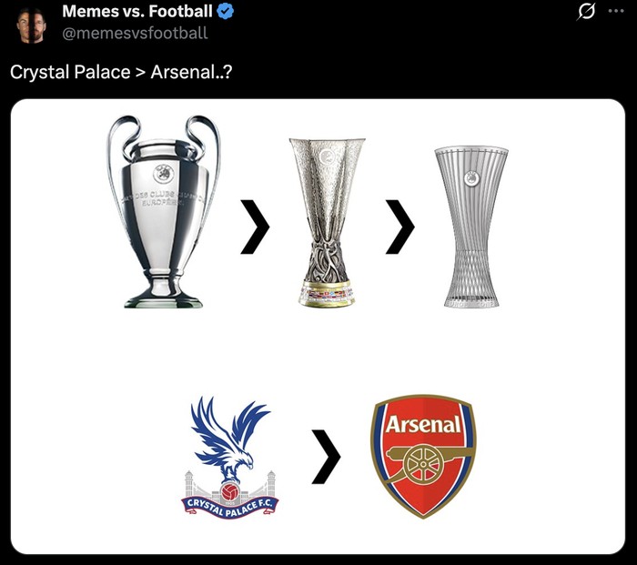 Meme Crystal Palace Juara Conference League, Arsenal Kena Sindir