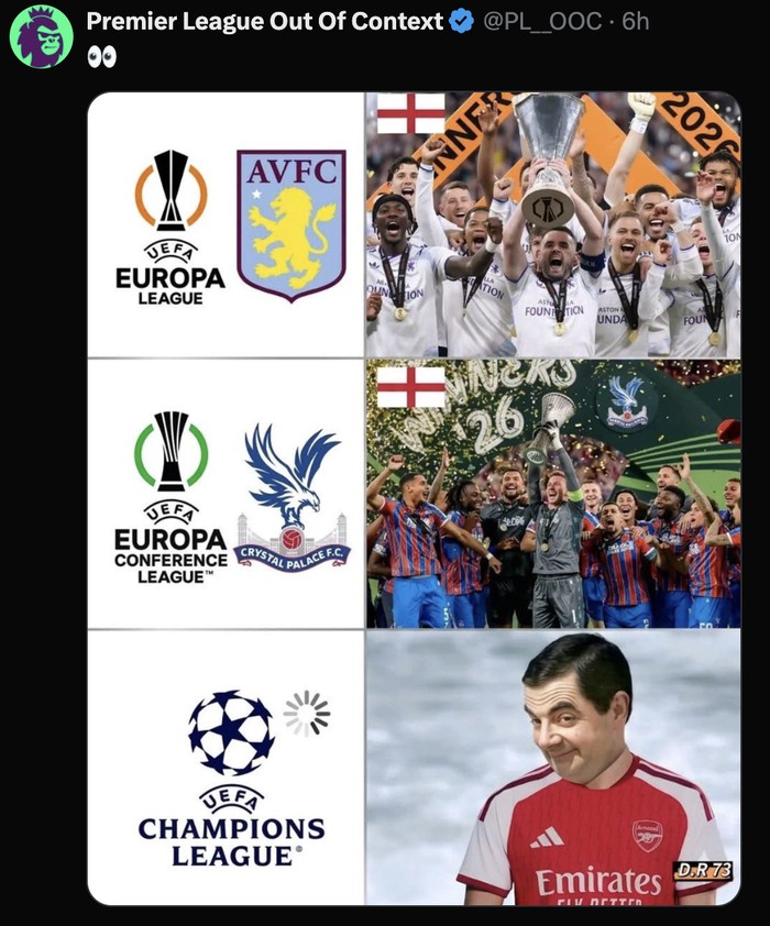 Meme Crystal Palace Juara Conference League, Arsenal Kena Sindir