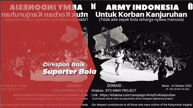 ARMY Indonesia Galang Dana untuk Tragedi Kanjuruhan, Tembus Rp447 Juta