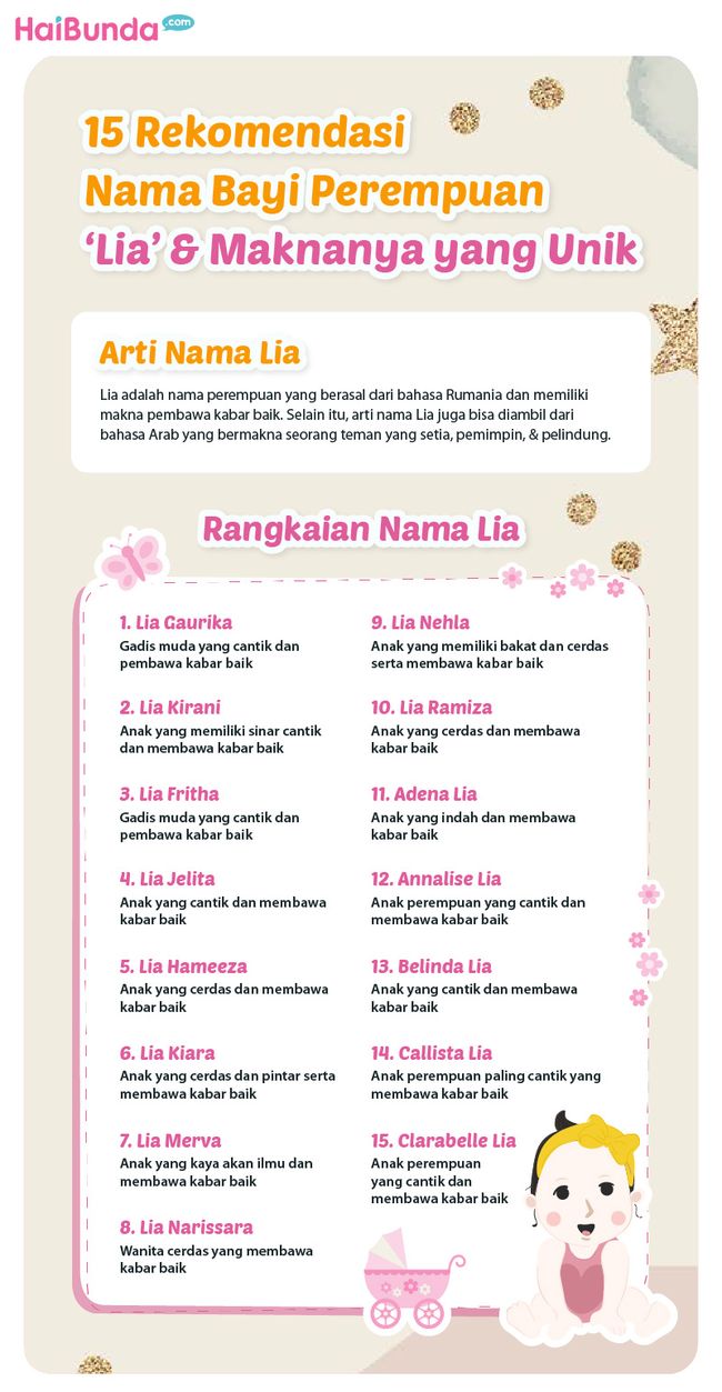 15 Rekomendasi Nama Bayi Perempuan 'Lia' & Maknanya yang Unik