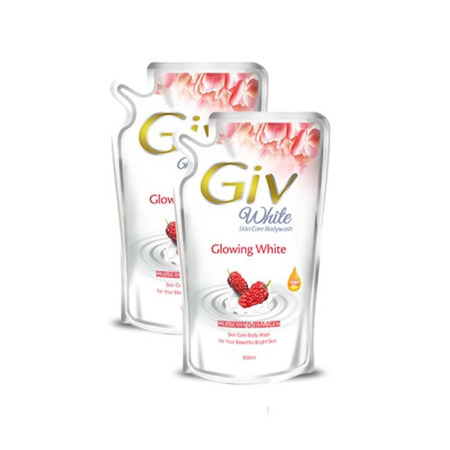Review GIV White Sabun Mandi Cair Mulberry Pouch 825 ml, Kulit Lembut ...