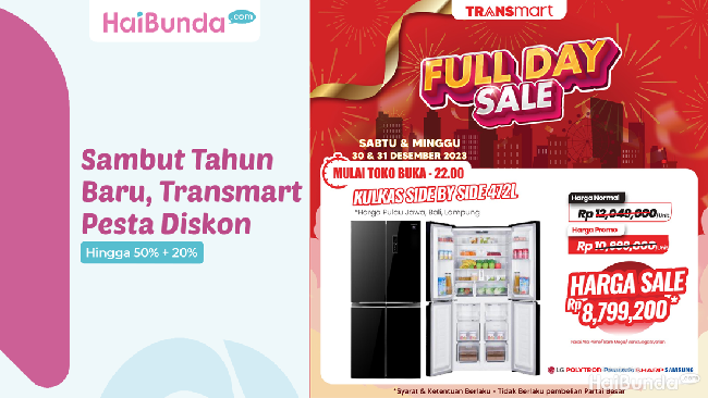 Sambut Tahun Baru, Transmart Pesta Diskon Hingga 50% + 20%