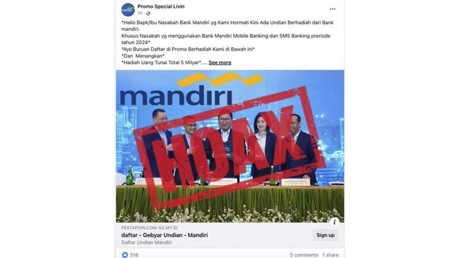 Bank Mandiri Imbau Nasabah Waspadai Modus Penipuan Undian Bank Mandiri Imbau Nasabah Waspadai Modus Penipuan Undian