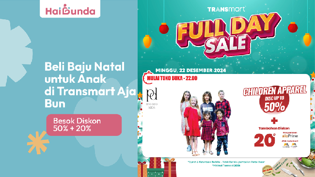 Beli Baju Natal untuk Anak di Transmart Aja Bun, Besok Diskon50%+20%