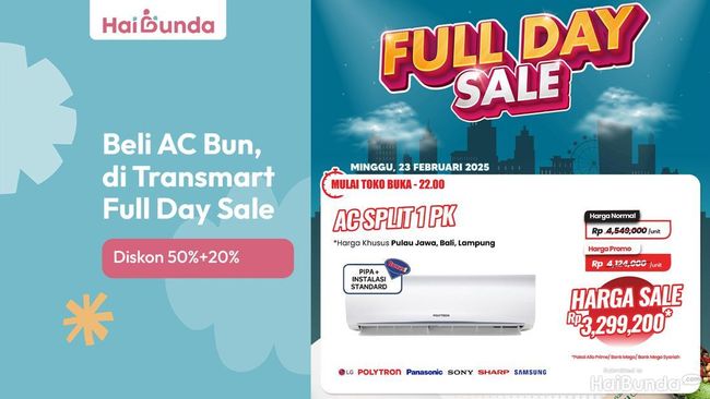 Beli AC Bun, di Transmart Full Day Sale Diskon 50%+20%