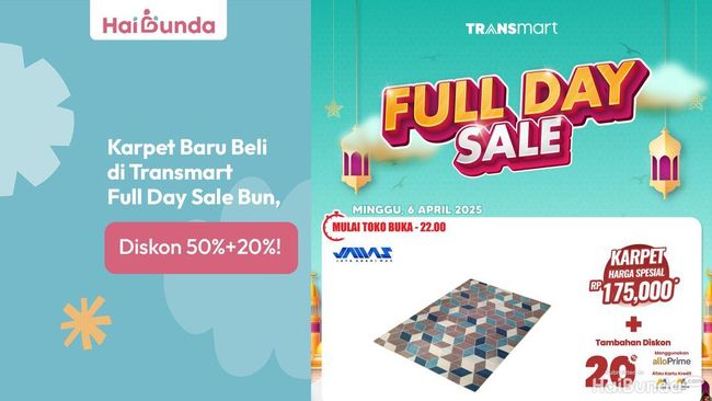 Karpet Baru Beli di Transmart Full Day Sale Bun, Diskon 50%+20%!