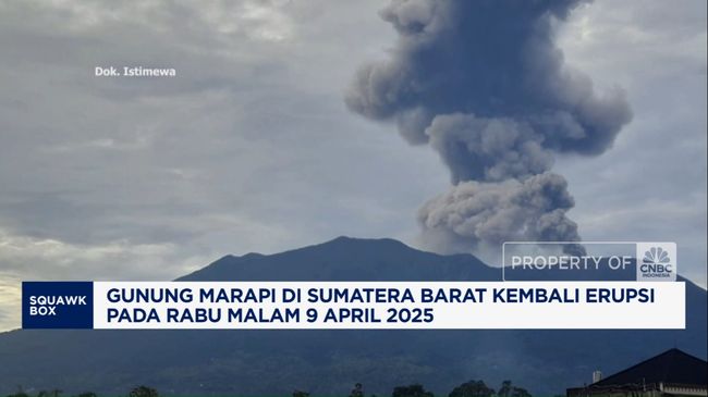 Video: Gunung Marapi di Sumbar Erupsi Pada Rabu Malam 9 April 2025