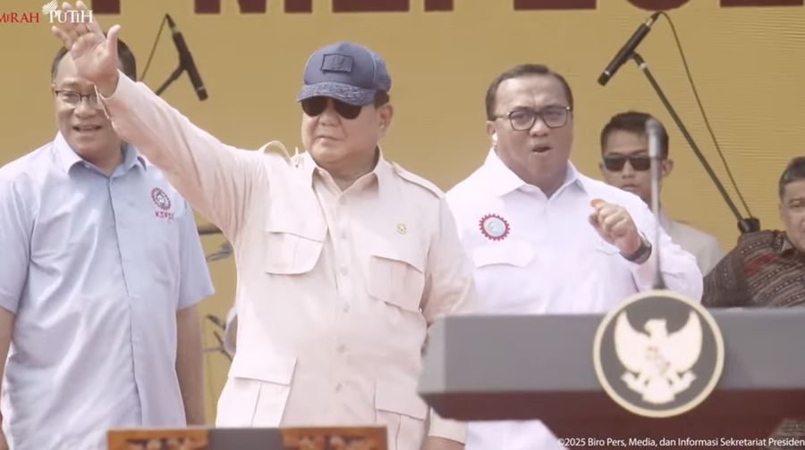 Selang 60 Tahun, Prabowo Jadi Presiden Kedua RI yang Hadiri Aksi Buruh