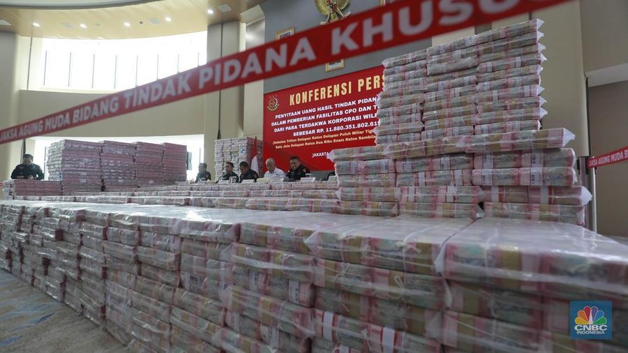 Penampakan Uang Rp 11,8 T Hasil Sitaan Kasus Ekspor CPO Wilmar
