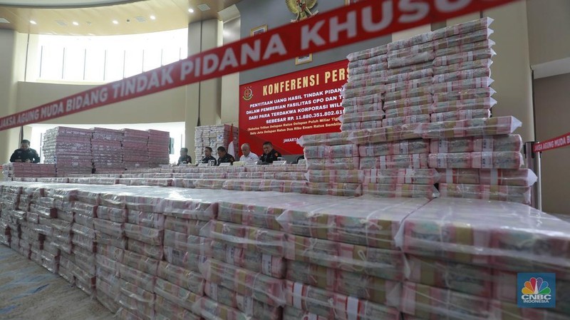 Penampakan Uang Rp 11,8 T Hasil Sitaan Kasus Ekspor CPO Wilmar