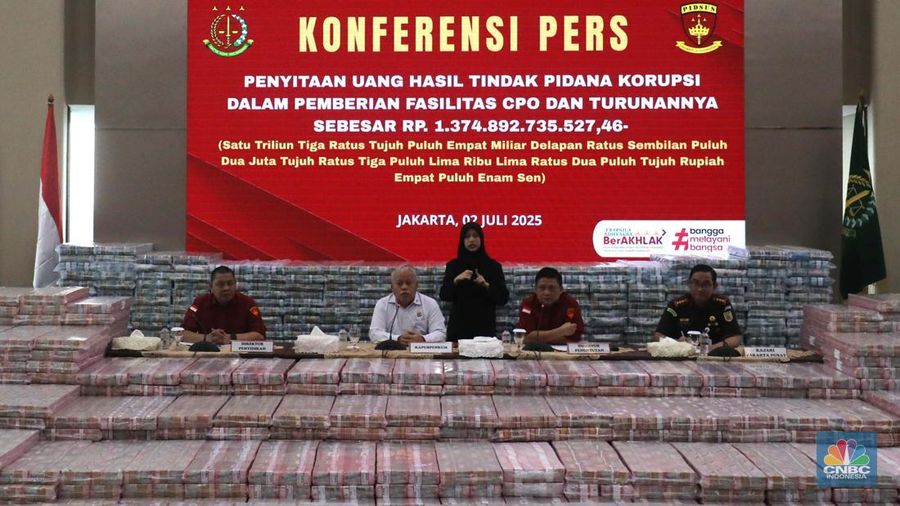 Penampakan Uang Rp1,37 T Sitaan Kejagung dari Kasus Korupsi Ekspor CPO