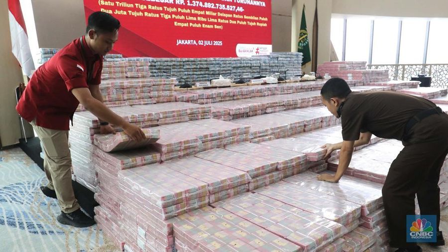 Penampakan Uang Rp1,37 T Sitaan Kejagung dari Kasus Korupsi Ekspor CPO
