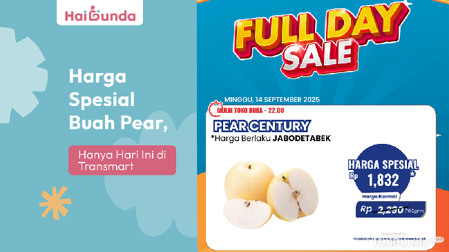 Harga Spesial Buah Pear, Hanya Hari Ini di Transmart